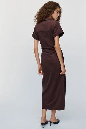 PILCRO Greer Faux Suede Midi Shirtdress