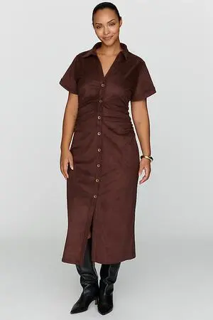PILCRO Greer Faux Suede Midi Shirtdress