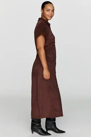 PILCRO Greer Faux Suede Midi Shirtdress