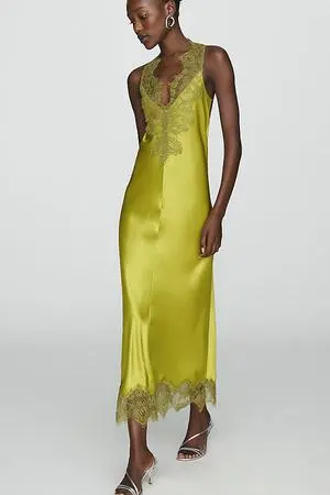 SIMONMILLER Bea Sat Lace Midi Dress