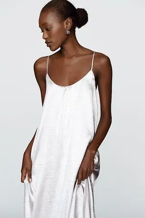 SUNDAY IN BROOKLYN Liquid She Bubble Hem Midi Dress - Silver