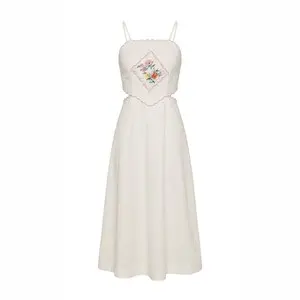 ANOTHER GIRL Embroidered Detail Midi Dress - White