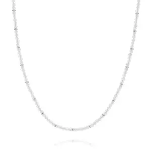 NELLOU JEWELLERY Rainbow Moonstone June Birthstone Orbit Necklace Sterling - Silver
