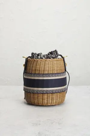 Dior Wicker Oblique Drawstring Bucket Bag