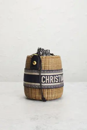 Dior Wicker Oblique Drawstring Bucket Bag