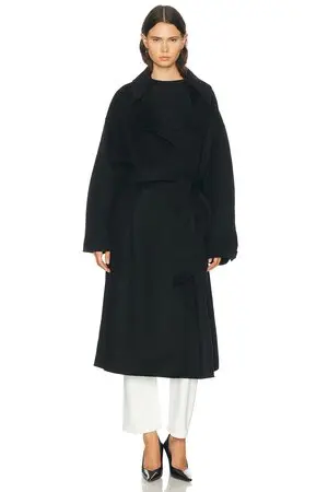 THE FRANKIE SHOP Issen Wool Trench Coat - Black