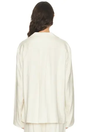 TOTEME Monogram Flannel Pj Top In White