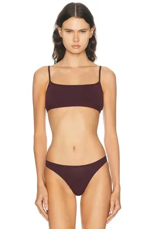 SKIMS Everyday Cotton Scoop Bralette In Burgundy - Currant
