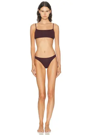 SKIMS Everyday Cotton Scoop Bralette In Burgundy