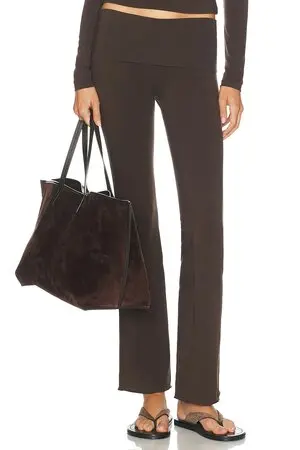 SKIMS Cotton Jersey Foldover Pant In Brown