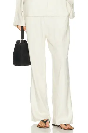 TOTEME Monogram Flannel Pj Pant In White
