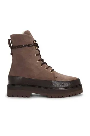 Varley Charente Faux Fur Lined Lace Up Multi Boot In Taupe - Silver Lining