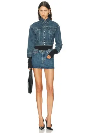 Wardrobe.NYC Denim Crop Jacket In Blue