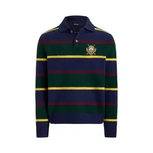 Ralph Lauren Striped Wool-blend Polo-collar Sweater
