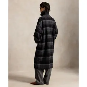 Ralph Lauren Plaid Wool Scarf-collar Coat