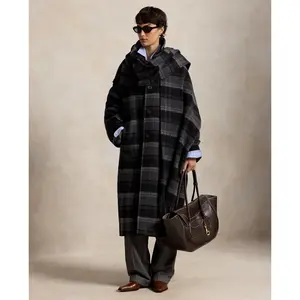 Ralph Lauren Plaid Wool Scarf-collar Coat