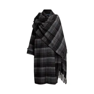 Ralph Lauren Plaid Wool Scarf-collar Coat