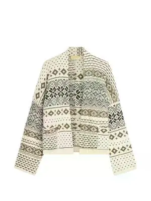 Momoni Sira Jacquard-knit Fringed Cardigan - Neutrals