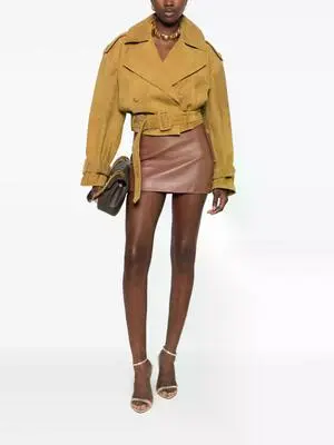 Retrofete Leather Mini Skirt - Brown