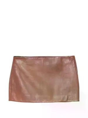 Retrofete Leather Mini Skirt - Brown