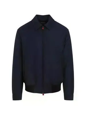 Kiton Ribbed-hem Zip-up Bomber Jacket - Blue