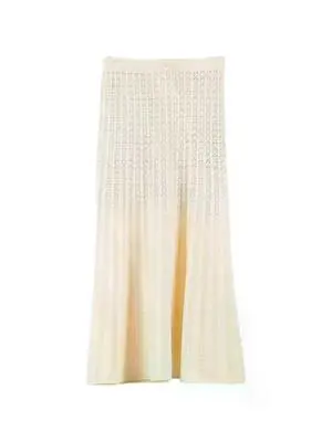 TWINSET Pointelle-knit High-waisted Midi Skirt - Neutrals