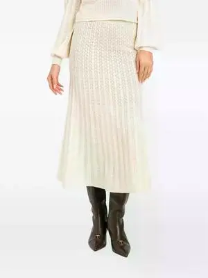 TWINSET Pointelle-knit High-waisted Midi Skirt