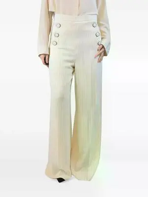 DAVIDOFF Scallop-button Pinstripe High-waisted Trousers