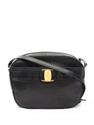 FERRAGAMO 2000s Vara Lizard-embossed Shoulder Bag - Black
