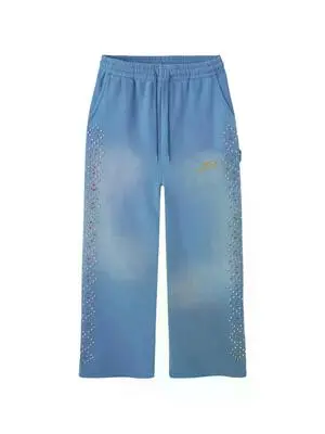 HAPPY MEMORIES DON'T DIE Crystal-embellished Track Pants - Blue