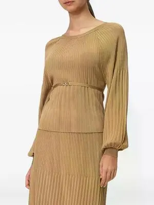 TWINSET Belted Pleated Sweater - Neutrals