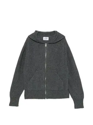 LC23 Ribbed-knit Zip-up Hoodie Sweater