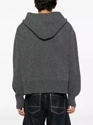 LC23 Ribbed-knit Zip-up Hoodie Sweater