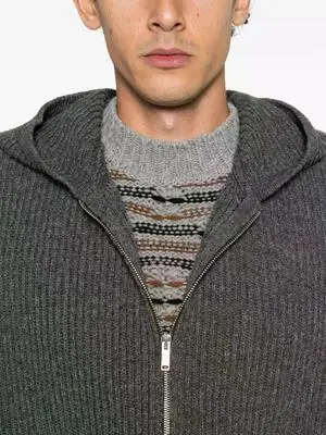 LC23 Ribbed-knit Zip-up Hoodie Sweater