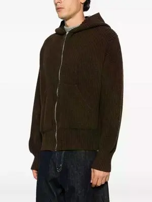 LC23 Ribbed-knit Zip-up Hoodie Sweater