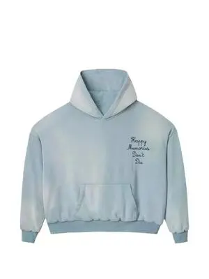 HAPPY MEMORIES DON'T DIE 2-ply Embroidered Hoodie - Blue