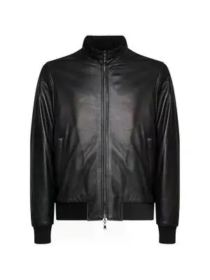 BARBA NAPOLI Zip-up Leather Jacket - Black