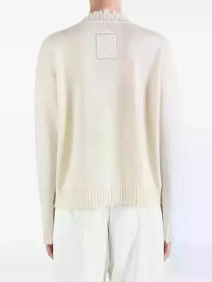 UMA WANG Distressed-effect Ribbed-trim Sweater - Neutrals