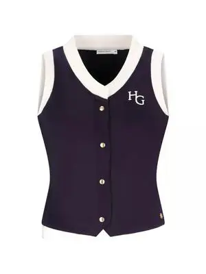 HOUSE OF GRAVITY Spencer V-neck Logo-print Gilet - Blue