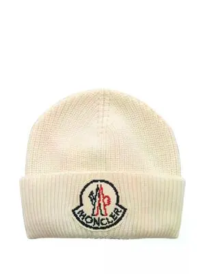 Moncler 2020s Logo-patch Beanie Hat - White