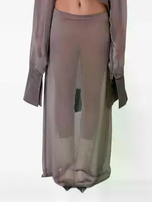 TANIA ORELLANA Oriental Chiffon Straight-cut Maxi Skirt - Silver