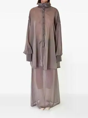 TANIA ORELLANA Oriental Chiffon Straight-cut Maxi Skirt