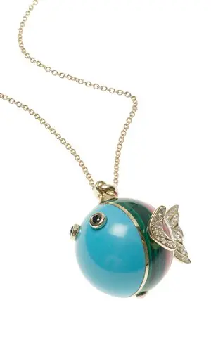 Yvonne Léon Bubble Fish Yellow Gold -stone Necklace