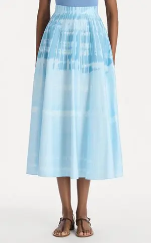 Oscar De La Renta Abstract Houndstooth Stretch-cotton Midi Skirt
