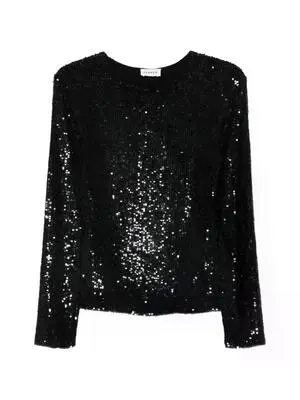 P.a.r.o.s.h Sequin-embellished Long-sleeved Blouse - Black