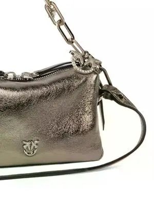 Pinko Mini Boston Bag In Laminated Nappa Leather With Two Straps