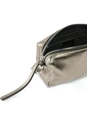 Pinko Mini Boston Bag In Laminated Nappa Leather With Two Straps