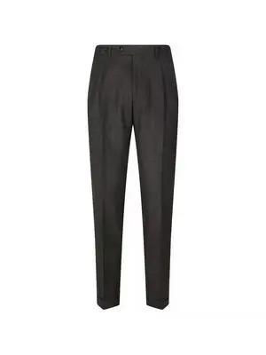 BERWICH Barber Long Check Pleated Trousers - Brown