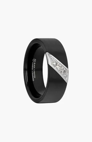 LARSON JEWELERS Liam Tungsten Carbide Diamond Wedding Band - Black/silver