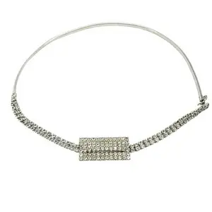 MADISON BEVERLY HILLS Vintage 1960s Tone Rhinestone Snake Coil Stretch Belt - Silver
